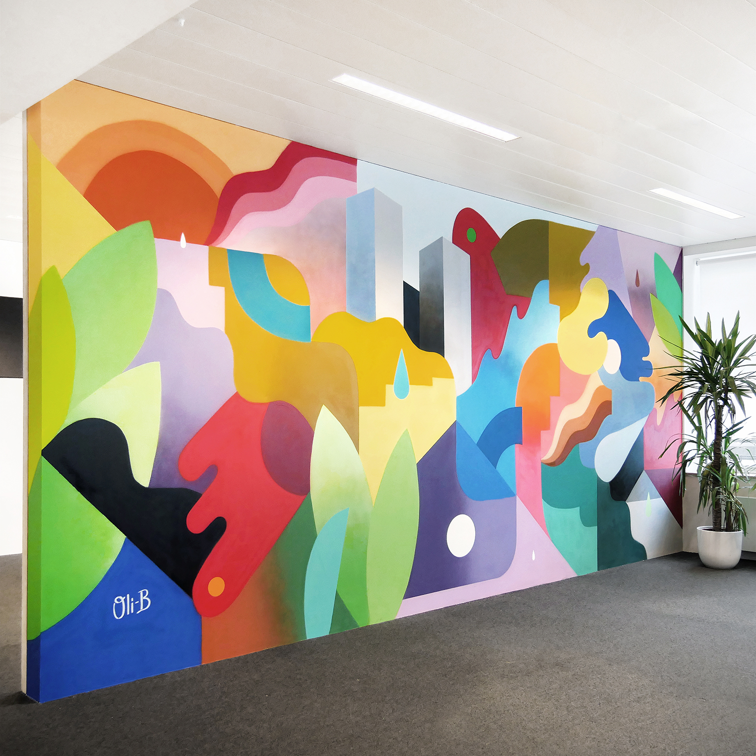 Mural painting at Adneom Brussels • Oli-B